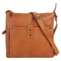 Umh&auml;ngetasche Sansibar, Damen, Gr. B/H/T: 27cm x 25cm x 6cm onesize, braun (cognac), Leder, Taschen Umh&auml;ngetasche, echt Leder