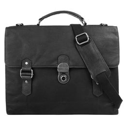 Aktentasche Bodenschatz, Gr. B/H/T: 36cm x 32cm x 9cm onesize, schwarz, Leder, Strukturmuster, Taschen Aktentasche, echt Leder