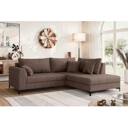 Ecksofa OTTO HOME "LEEVKE Design-Sofa mit Ottomane rechts/links bestellbar, Breite 232 cm", braun, B:232cm H:80cm T:190cm, 92% Polyester, 8% Nylon, Sofas, Ecksofa, in vielen modernen Farben erh&auml;ltlich, belastbar bis 480 kg