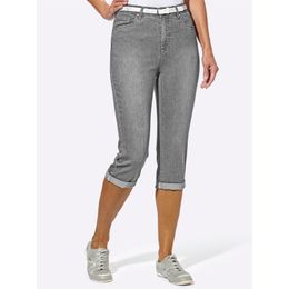Caprijeans Casual Looks, Damen, Gr. 38, Normalgr&ouml;&szlig;en, grau (grau denim), 81% Baumwolle, 17% Polyester, 2% Elasthan, unifarben, knielang, Jeans Caprijeans