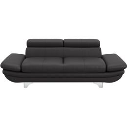 2-Sitzer COTTA "Enterprise", schwarz, B:218cm H:91cm T:104cm, Softlux-Kunstleder;Luxus-Kunstleder, Sofas, 2-Sitzer, Big-Sofa, mit Armteilverstellung & Kopfteilverstellung