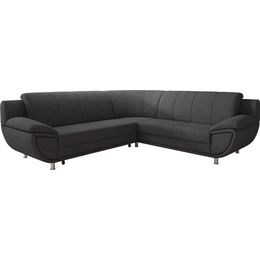 Ecksofa Trendmanufaktur "Rondo II, zeitlos & elegant, bequeme Armlehnen, L-Form", grau (dunkelgrau), B:267cm H:85cm T:247cm, Struktur (100% Polyester), Sofas, Ecksofa, wahlweise mit Federkern, wahlweise mit Bettfunktion, B/T 267/247cm