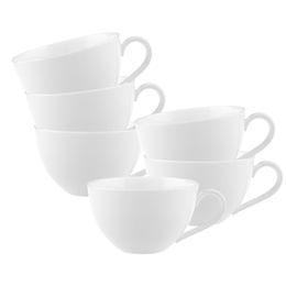 Villeroy & Boch Tasse VILLEROY & BOCH "Kaffeetassen Anmut 280 ml 6er Set wei&szlig;", wei&szlig;, Porzellan, Trinkgef&auml;&szlig;e, Tasse