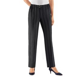Schlupfhose Classic Basics, Damen, Gr. 46, Normalgr&ouml;&szlig;en, schwarz (schwarz, schwarz, gestreift), 98% Polyester, 2% Viskose, gemustert, gestreift, kariert, mehrfarbig, unifarben, lang, Hosen Schlupfhose