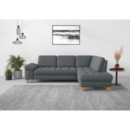 Sit & More Ecksofa SIT & MORE "Westham L-Form", grau, B:261cm H:88cm T:179cm, 100% Polyester, Sofas, Ecksofa, mit Ottomane, mit oder ohne Bettfunktion, Bettkasten, Verstellung