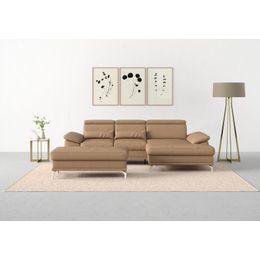 Sit & More Ecksofa SIT & MORE "Cabrio L-Form, B: 295 cm, mit Sitztiefen-, Arm- & Kopfteilverstellung", braun (cappucino), B:295cm H:87cm T:180cm, Sofas, Ecksofa, 2 Nierenkissen, Federkern, optional Bettfunktion und Stauraum