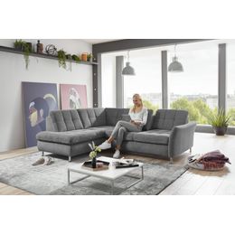 Ecksofa DIE PLANBAR "MP-IN20016 L-Form mit Kaltschaum-Polsterung", grau, B:242cm H:87cm T:116cm, 100% Polyester, Sofas, Ecksofa, wahlweise mit Kopfst&uuml;tzen und Bettfunktion, mit Kaltschaum-Polsterung