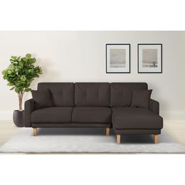 Ecksofa Home Affaire "TRIPLO optionale Schlafsofa mit Bettkasten, Ma&szlig;e B/T/H: 234/164/89 cm", schwarz, B:234cm H:89cm T:164cm, 88% Polyester, 9% Rayon, 3% Nylon, Sofas, Ecksofa, L-Form wahlweise mit Bettfunktion - Liegefl&auml;che 132x210 cm