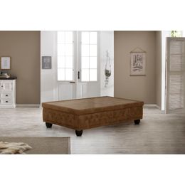 Couchtisch Home Affaire "Rysum", braun (cognac, transparent), B:120cm H:31cm T:70cm, Luxus-Microfaser Lederoptik (100% Polyester);Kunstleder, Tische, Couchtisch, passend zur Polsterserie "Rysum", mit Glasplatte