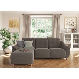 Ecksofa Home Affaire "Boston L-Form", braun, B:254cm T:170cm, Struktur (100% Polyester);Luxus-Microfaser Florence (100% Polyester);Chenille (100% Polyester);NaturLEDER (reines Rindsleder), Sofas, Ecksofa, Kopfteilverstellung an jeder Sitzfl&auml;che, wahlweise Relaxfunktion