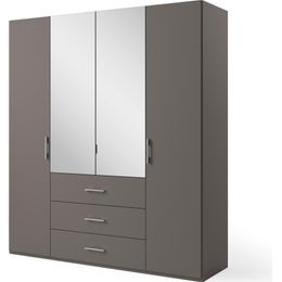 Dreht&uuml;renschrank "Henderson", grau (graphit), B:201cm H:223cm T:60cm, Holzwerkstoff, SET ONE BY Musterring, Schr&auml;nke, Dreht&uuml;renschrank, mit Spiegel und 3 Schubladen, inkl. Fachb&ouml;den und Kleiderstangen