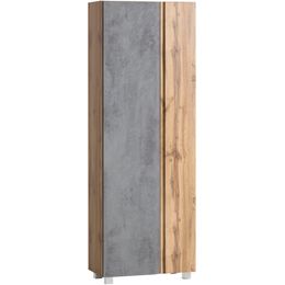 Seitenschrank Welltime "S&ouml;lden", grau (oxid beton), B:65cm H:180cm T:35cm, MDF, Schr&auml;nke, Seitenschrank