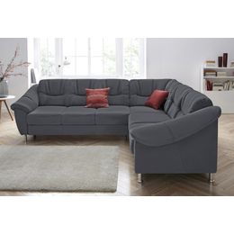 Sit & More Ecksofa SIT & MORE "Salsa L-Form", grau (dunkelgrau), B:264cm H:86cm T:244cm, Bedruckte Microfaser (100% Polyester);Luxus-Microfaser ALTARA NUBUCK (100% Polyester);Struktur (100% Polypropylen), Sofas, Ecksofa, mit Federkern, wahlweise mit Bettfunktion