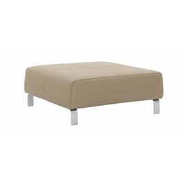 Hocker Calia italia "Simon", beige (biscotto), B:97cm H:40cm T:97cm, Leder SORRENTO, pigmentiertes Glattleder;Leder BULL, pigmentiertes Dickleder, Hocker, Hocker