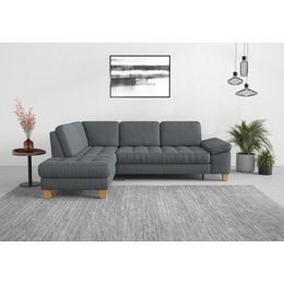 Sit & More Ecksofa SIT & MORE "Westham L-Form", grau, B:261cm H:88cm T:179cm, 100% Polyester, Sofas, Ecksofa, mit Ottomane, mit oder ohne Bettfunktion, Bettkasten, Verstellung