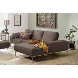 Ecksofa W.Schillig "run, Designsofa mit tollem Sitzkomfort, bequem, L-Form", braun (chocolate w82), B:279cm H:88cm T:178cm, Longlife Xtra-Leder Z73: Naturwalkleder der Luxusklasse aus den erlesensten Rohh&auml;uten. Hautst&auml;rke 1, 1 &ndash; 1, 3 mm;ROHLEDER Jacquard-Flachgewebe Q2 W60 (63% Polyester, 37% Polyacryl);ROHLEDER Chenille-Flachgewebe Q2 W77 (68% Polyacryl, 32% Polyester);Stoff S37 (100% Polyester),