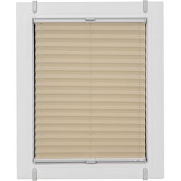 Plissee SUNLINES "One Size Style Crepe", beige (sand, grau, grau), B:90cm H:190cm, Obermaterial: 85% Polyester, 15% sonstige Fasern, Plissees, Plissee, Zubeh&ouml;rfarbe grau, zum Klemmen