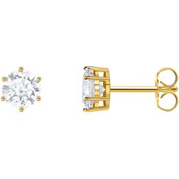 Paar Ohrstecker Thomas Sabo "Schmuck Silber 925 Ohrringe Solit&auml;r", gold (gelbgoldfarben, kristallwei&szlig;, kristallwei&szlig;), Ohrringe, Damen, 6mm, Silber 925 (recycelt), Paar Ohrstecker, mit Zirkonia (synth.)