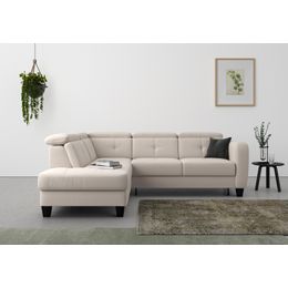 Sit & More Ecksofa SIT & MORE "Belluci L-Form", grau (elephant), B:249cm H:85cm T:195cm, Sofas, Ecksofa, inklusive Federkern, wahlweise mit Bettfunktion und Bettkasten