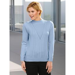 Stehkragenpullover Casual Looks "Pullover", Damen, Gr. 50, blau (hellblau), 100% Polyacryl, unifarben, figurumspielend, Pullover Stehkragenpullover