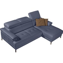 Ecksofa Egoitaliano "Soul, Design und Sitzkomfort auf hohem Niveau, tolle Details, L-Form", blau (tide), B:250cm H:99cm T:166cm, Leder &raquo;BULL&laquo; (echtes Rindsleder). Geschliffenes, pigmentiertes und behandeltes Rindsleder mit einer Dicke von 1, 3-1, 5 mm. Dieses Leder zeigt eine ziemlich weiche Hand mit einem halb undurchsichtigen Aussehen. Es handelt sich um ein gesch&uuml;tztes Leder. Eine leichte Decks