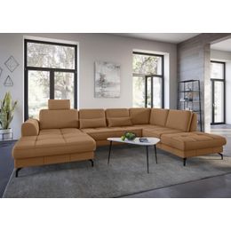 Sit & More Wohnlandschaft SIT & MORE "Bendigo U-Form", braun (cappucino), B:332cm H:84cm T:226cm, Sofas, Wohnlandschaft, inklusive Sitztiefenverstellung, Bodenfreiheit 12 cm, in 2 Fu&szlig;farben