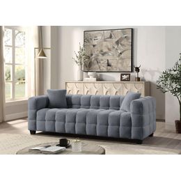 3-Sitzer "Stella", grau, B:206cm H:63cm T:79cm, ATLANTIC HOME COLLECTION, Sofas, 3-Sitzer, inkl. 2 Zierkissen und mit modernem Teddy Stoff