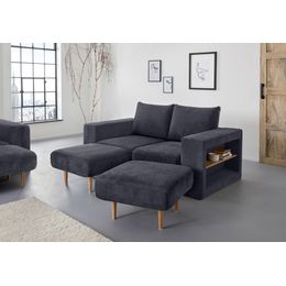 2,5-Sitzer "Looksvb", blau (dunkelblau), B:192cm H:96cm T:107cm, LOOKS by Wolfgang Joop, Sofas, 2 5-Sitzer, Verwandlungssofa: aus Sofa wird Sofa mit 2 Hockern, mit Regalfunktion