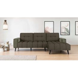 Ecksofa Home Affaire "SERINE mit Recamiere rechts/links bestellbar, Ma&szlig;e B/H/T 253/91/161 cm", gr&uuml;n (oliv), B:253cm H:91cm T:161cm, 100% Polyester, Sofas, Ecksofa, L-Form mit Wellenunterfederung, 3 R&uuml;ckenkissen, ohne Bettfunktion