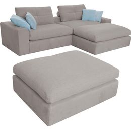 Hocker Alina "Sandy", grau (hellgrau eqe 29), B:122cm H:46cm T:122cm, Chenille EQE (100% Polyester), Hocker, Hocker, 122 cm breit und 122 cm tief