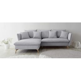 Ecksofa OTTO HOME "MERLE, 258 cm, L-Form, traumhafter Cord", grau (hellgrau), B:258cm H:91cm, 100% Polyester;Federung Ottomane : 12 x Feder Type B 1650mm;Ferderung 2 Sitzer: 10 x Feder Type B 650 mm;PU-Schaum und Nosag-Federung;Sitz und Funktion: Schaum T30/40 8 cm, Sofas, Ecksofa, mit Bettfunktion und Bettkasten, Liegefl&auml;che 224 x 139