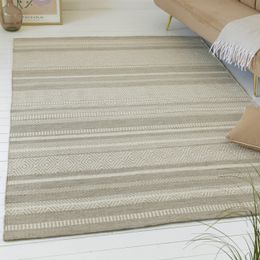 Teppich OTTO HOME "Niamh", beige (sand), B:130cm H:6mm L:190cm, Schurwolle, Teppiche, Teppich, Flachgewebe, Kelim, Wolle, geometrisches Muster, Wohnzimmer