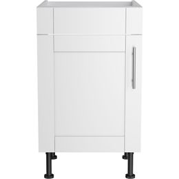 Sp&uuml;lenschrank KOCHSTATION "KS-Ahus", wei&szlig; (wei&szlig; matt, wei&szlig;), B:50cm H:87cm T:58,4cm, Schr&auml;nke, Sp&uuml;lenschrank, Breite 50 cm