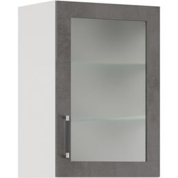 Glash&auml;ngeschrank IMPULS K&Uuml;CHEN "Prag", Breite 50 cm", grau (beton, optik schiefer dunkelgrau), B:50cm H:72,3cm T:34,2cm, Dekorfolie, Glas, Holzwerkstoff, Schr&auml;nke, Glash&auml;ngeschrank, mit Glasdreht&uuml;r