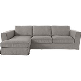 Ecksofa Home Affaire "Vintage L-Form", grau, B:284cm H:83cm T:165cm, 100%PES, Sofas, Ecksofa, 3-Sitzer Polsterecke im Landhausstil, mit abnehmbarer Husse