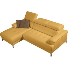 Ecksofa Egoitaliano "Soul, Design und Sitzkomfort auf hohem Niveau, tolle Details, L-Form", gelb, B:250cm H:99cm T:166cm, Leder &raquo;BULL&laquo; (echtes Rindsleder). Geschliffenes, pigmentiertes und behandeltes Rindsleder mit einer Dicke von 1, 3-1, 5 mm. Dieses Leder zeigt eine ziemlich weiche Hand mit einem halb undurchsichtigen Aussehen. Es handelt sich um ein gesch&uuml;tztes Leder. Eine leichte Deckschicht 