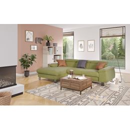 Ecksofa COTTA "Komaris L-Form, B: 244 cm", gr&uuml;n (grass), B:244cm H:72cm T:166cm, 94% POLYESTER (PES) 6%POLYAMID (PA), Sofas, Ecksofa, mit Kopfteilverstellung, optional Bettfunktion, Bettkasten & Licht