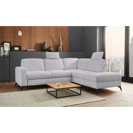Ecksofa Home Affaire "Lolland L-Form", silber, B:249cm H:88cm T:212cm, Struktur impr&auml;gniert - feucht abwischbar (100% Polyester);Struktur Flausch (90% Polyester, 10% Polyamid);Luxus-Microfaser ALTARA NUBUCK (100% Polyester), Sofas, Ecksofa, Wahlweise mit Bettfunktion und Stauraum, auch mit abwischbarem Bezug