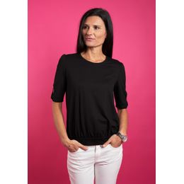 Rundhalsshirt Seidel Moden, Damen, Gr. 44, schwarz (schwarz,99), Jersey, Obermaterial: 95% Viskose, 5% Elasthan, Rundhals, mit Cut Outs, Shirts Rundhalsshirt, mit Cut-Out Details, MADE IN GERMANY