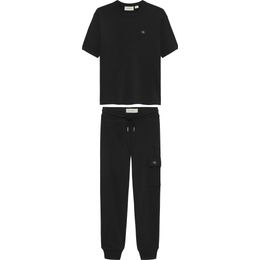 Shirt & Hose Calvin Klein Jeans, Jungen, Gr. 12 (152), ck schwarz, Single Jersey, Obermaterial: 100% Baumwolle, unifarben, KOB Set-Artikel Shirt & Hose, Regular fit, f&uuml;r Kinder bis 16 Jahre