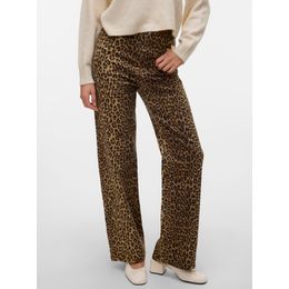 V&eacute;ro Moda High-waist-Jeans VERO MODA "VMTESSA HR WIDE STRETCH AOP JEANS NOOS", Damen, Gr. 30, L&auml;nge 32, silber mink aop:leopard, Denim/Jeans, Obermaterial: 97% Baumwolle, 3% Elasthan, bedruckt, oversize lang, Jeans High-waist-Jeans