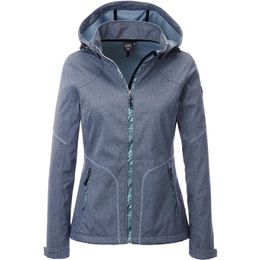 Softshelljacke DEPROC Active "SOUTH TWIN PEAK WOMEN", Damen, Gr. 46 (L), blau, 100% Polyester, tailliert, gerader Abschluss mit Windstopper,mit verstellbarem Klettverschluss, Jacken Softshelljacke, mit abnehmbarer Kapuze