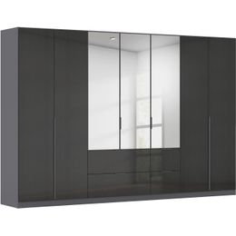 Dreht&uuml;renschrank OTTO HOME "Kleiderschrank Schrank Garderobe AGORDO mit Dekor- oder Hochglanzfront", grau (graumetallic, hochglanz effektgrau), B:315cm H:229cm T:54cm, Holzwerkstoff, Schr&auml;nke, Dreht&uuml;renschrank, mit Au&szlig;enschubk&auml;sten, in 7 Breiten und 2 H&ouml;hen MADE IN GERMANY