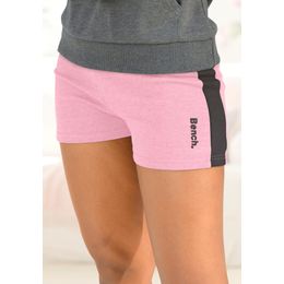 Relaxshorts BENCH. LOUNGEWEAR, Damen, Gr. 44/46, N-Gr, rosa (rosa, schwarz), Jersey, Obermaterial: 60% Baumwolle, 40% Polyester, unifarben mit Farbeinsatz, bequem kurz, Hosen Relaxshorts, mit Seitenstreifen, Loungewear