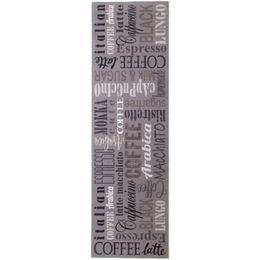 K&uuml;chenl&auml;ufer "COFFEE, Made in Belgium", grau, B:50cm H:6,5mm L:150cm, Polyamid, PRIMAFLOR-IDEEN IN TEXTIL, Teppiche, K&uuml;chenl&auml;ufer, mit Schriftzug, Gr&ouml;&szlig;e 50x150 cm, rutschhemmend, waschbar, K&uuml;che