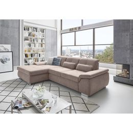 Ecksofa DIE PLANBAR "MP-IN16037 L-Form mit Federkern-Polsterung", lila (flieder), B:289cm H:85cm T:195cm, 100% Polyester, Sofas, Ecksofa, mit Sitztiefenverstellung & Zierkissen