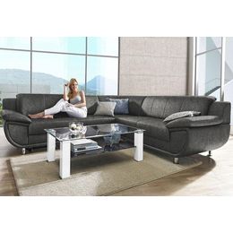 Ecksofa Trendmanufaktur "Rondo wahlweise mit Schlaffunktion, bequeme Armlehnen, Bestseller", grau (anthrazit, grau), B:267cm H:85cm T:247cm, Microfaser PRIMABELLE (100% Polyester);Kunstleder SOFTLUX;Struktur (54% Polyacryl, 46% Polyester);NaturLEDER (echtes Rindsleder) in Sitz und R&uuml;cken, Korpus Kunstleder SOFTLUX, Sofas, Ecksofa, L-Form, wahlw.mit Federkern, F&uuml;&szlig;e chromfarben, Unser Dauertiefpreis