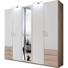 Kleiderschrank wimex "F&uuml;gen", wei&szlig; (struktureichefarben hell, wei&szlig;), B:225cm H:208cm T:58cm, Schr&auml;nke, Kleiderschrank