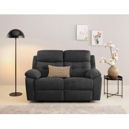 2-Sitzer Home Affaire "Lannilis", grau (anthrazit), B:158cm H:99cm T:92cm, Webstoff 95% Polyester 5% Nylon, Sofas, 2-Sitzer, mit manueller und elektrischer Relaxfunktion