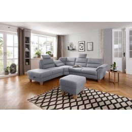 Ecksofa Home Affaire "Soleo L-Form", grau, B:262cm H:89cm T:235cm, Luxus-Microfaser ALTARA NUBUCK (100% Polyester);Struktur (100% Polyester);Luxus-Microfaser Lederoptik (100% Polyester), Sofas, Ecksofa, komfortabel durch Trapezecke mit Relaxfunktion, auch mit Bettfunktion